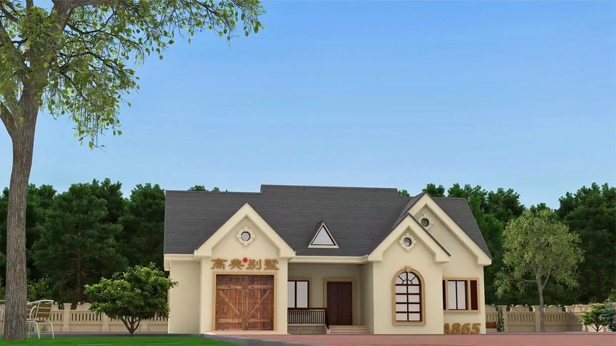 三层农村自建房房屋设计图,带车库,外观时尚洋气。