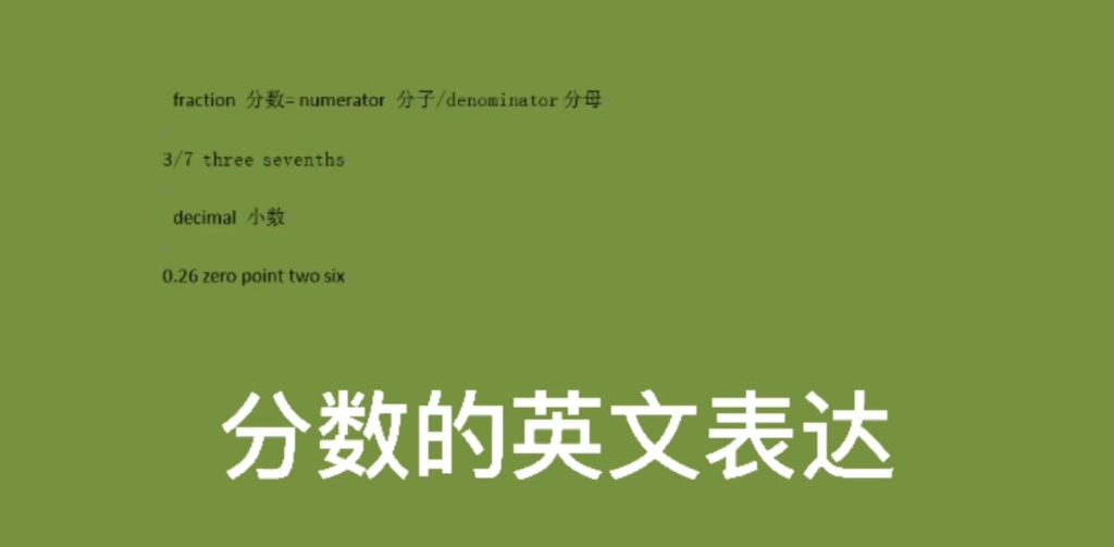 1/2 分数的英文说法