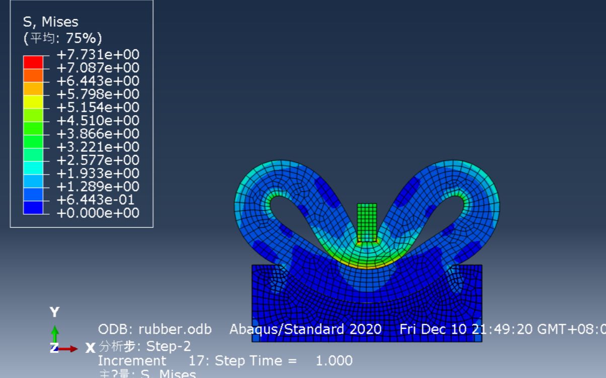 生物力学有限元:超弹性材料实验(钢块压橡胶环)--模拟人体软组织