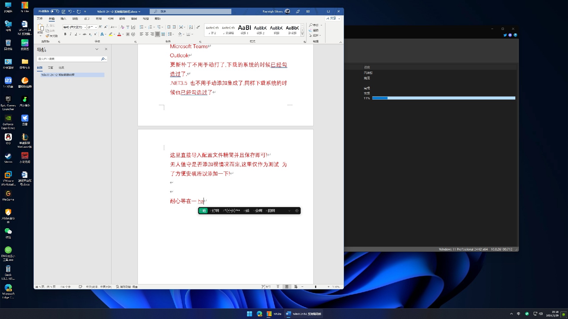 2024年5月 Win11_24h2_26100.712专业版系统精简教程