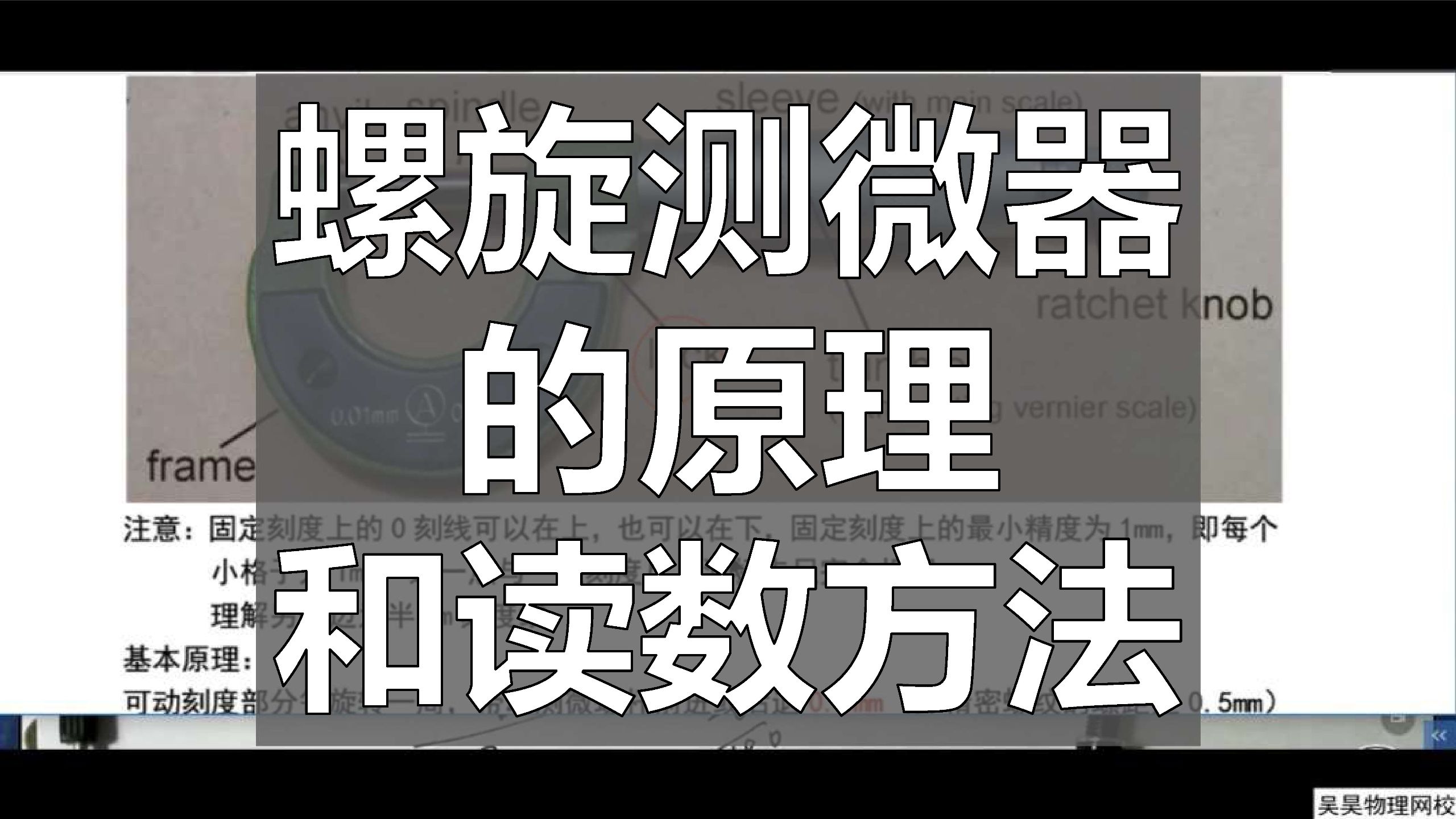 高中物理解惑课 第8节 螺旋测微器的原理和读数方法