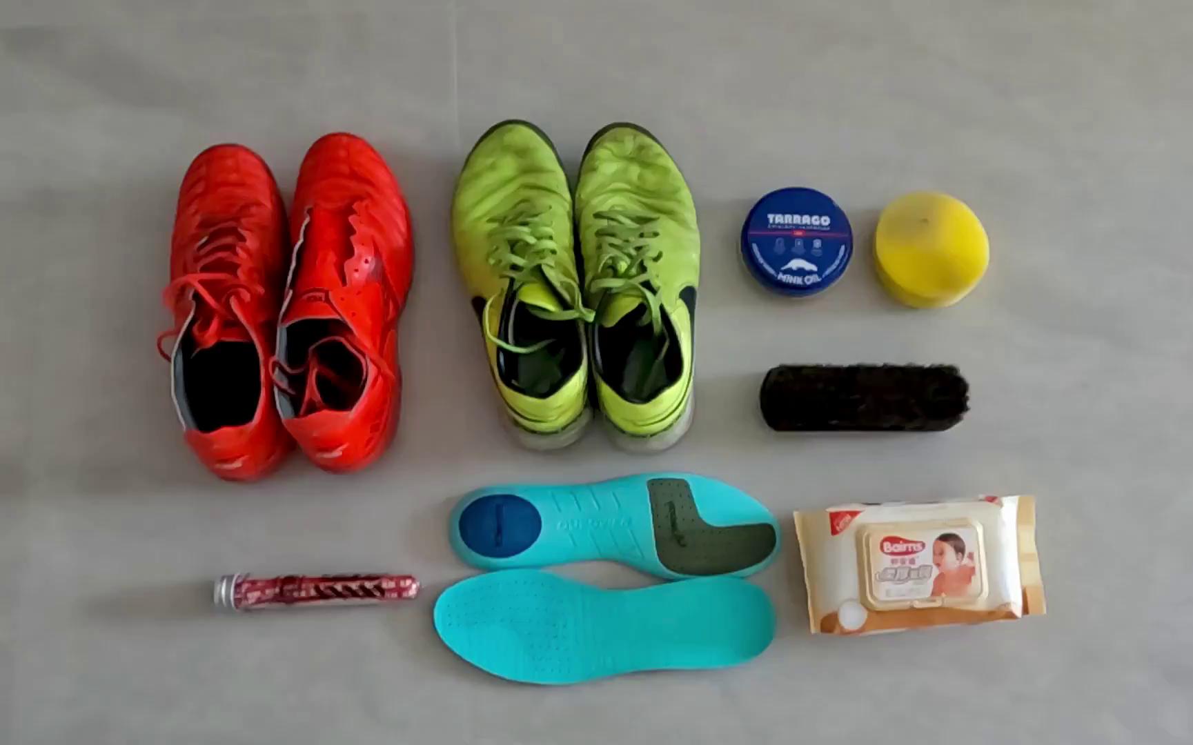 真皮足球鞋保养全过程记录