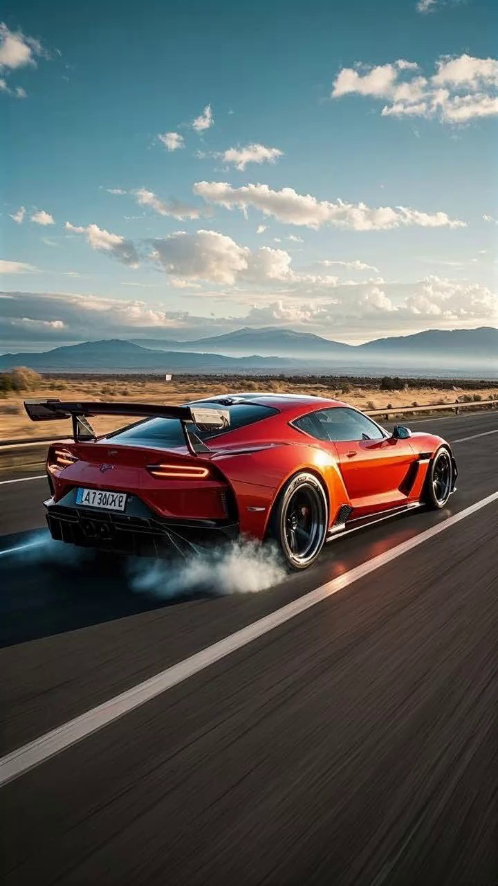 ...车身掠过时激起轻微气流轨迹,背景呈现动态模糊效果,挡风玻璃上映射...