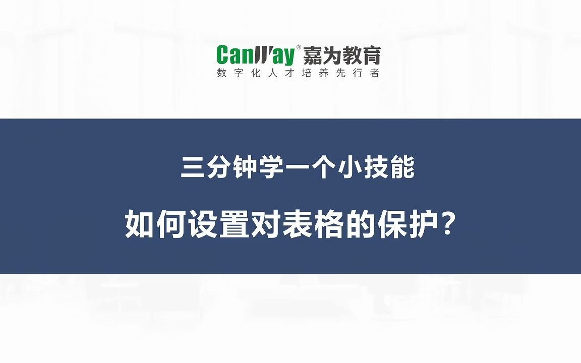 Excel学习:如何设置对表格的保护?