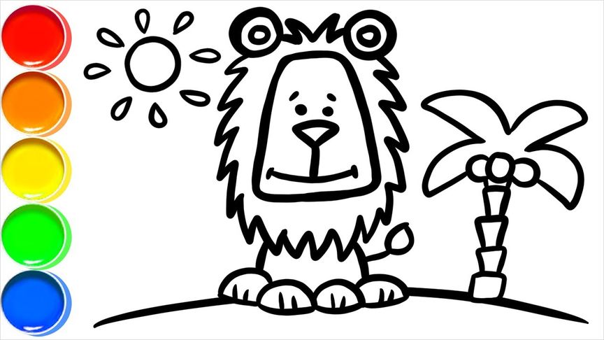 趣味简笔画,绘制森林之王狮子并着色,太棒了!