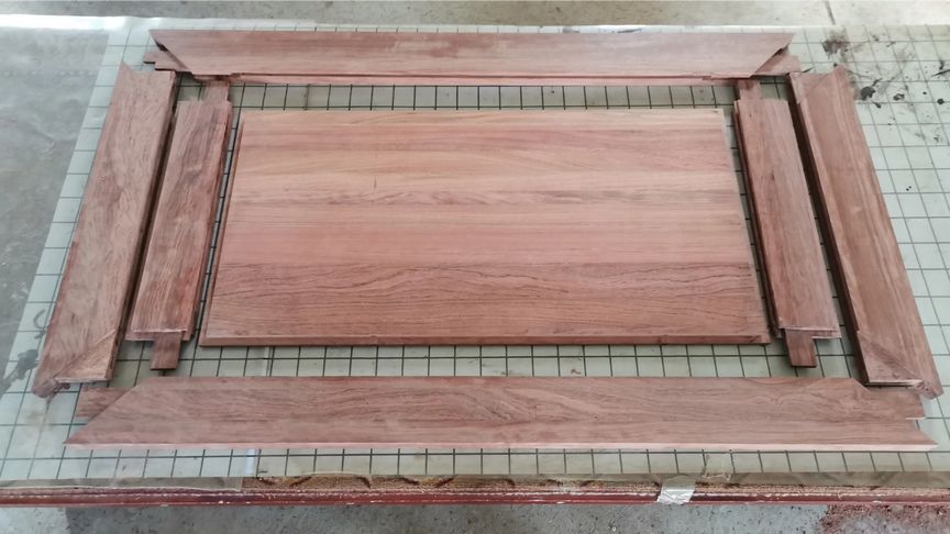 完全榫卯结构,实木书桌制作-4,桌面试组装