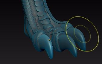 zbrush 继续雕龙 做了脚部的鳞片