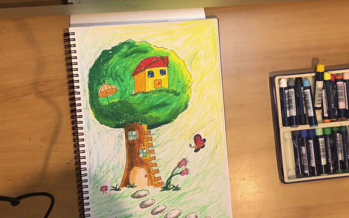 树房子怎么画,卡通画教程,儿童画教程,树房子教程,涂色教程,树屋卡通,...