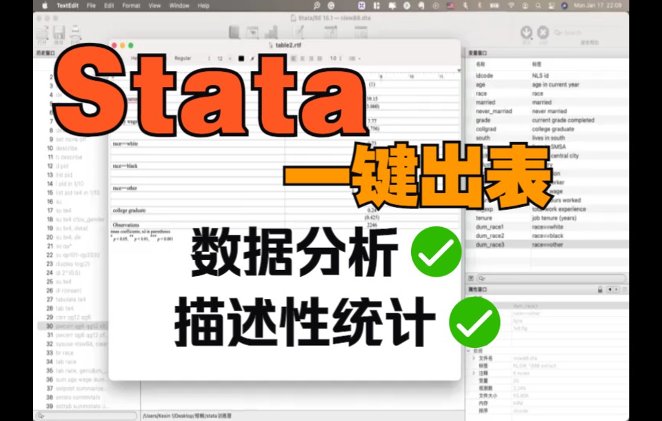 可以用Stata一键画表,为什么要手动描述性统计?