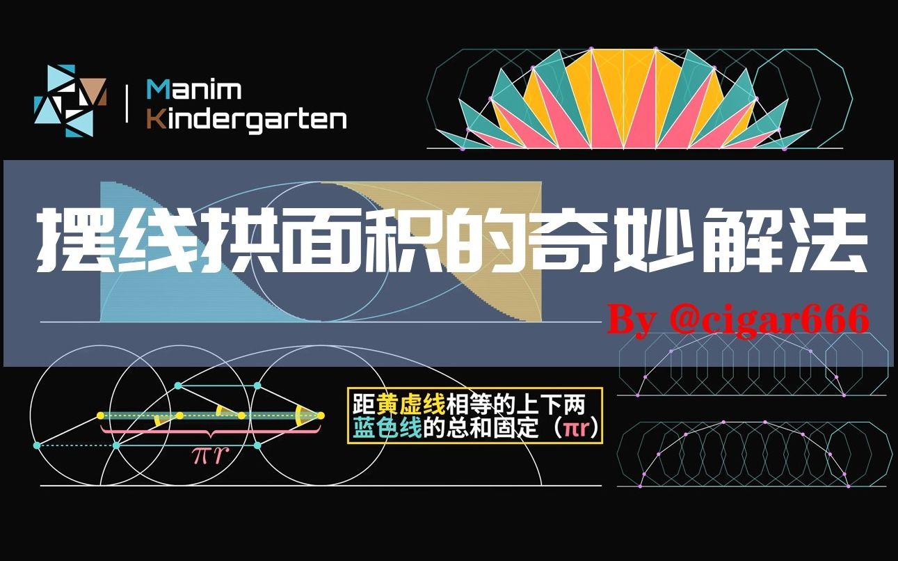 【数学】小学生也能听懂的摆线拱面积计算 | manim制作