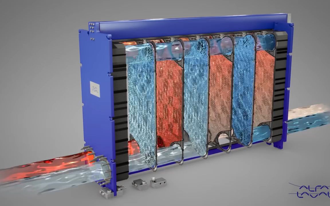 阿法拉伐双通密封板式换热器工业机械动画机械设备动画产品介绍动画...