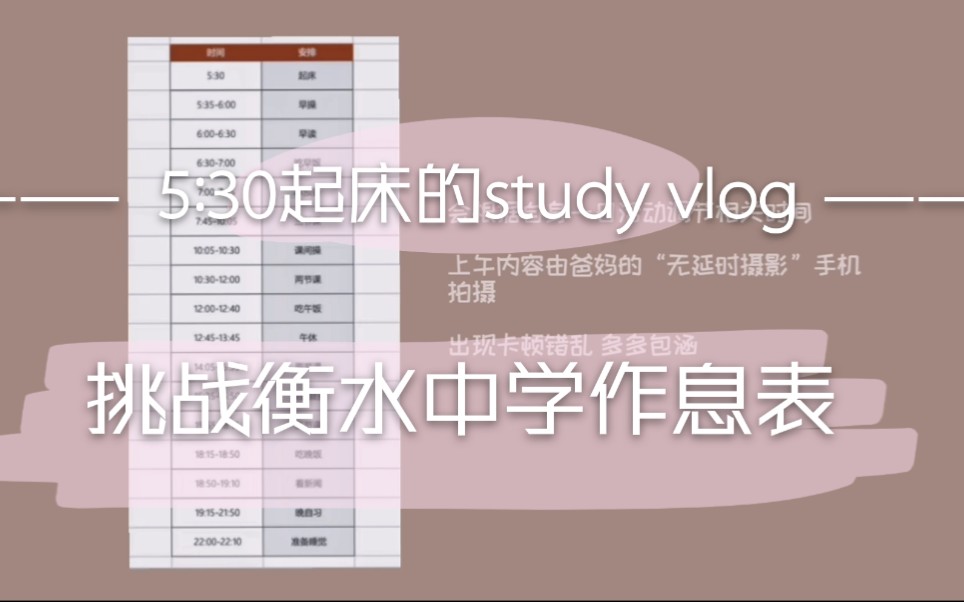 Study vlog| 挑战衡水中学作息表| 5:30起床的一天| 我可以