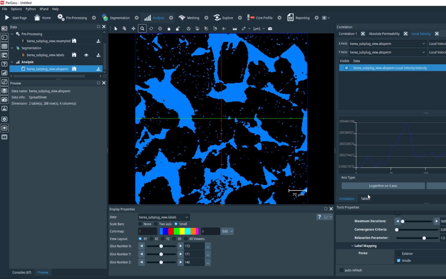【PerGeos培训练习】格子波尔兹曼绝对渗透率计算