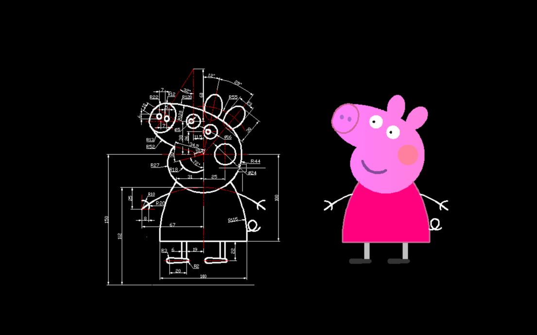 CAD绘图实例之小猪佩奇3