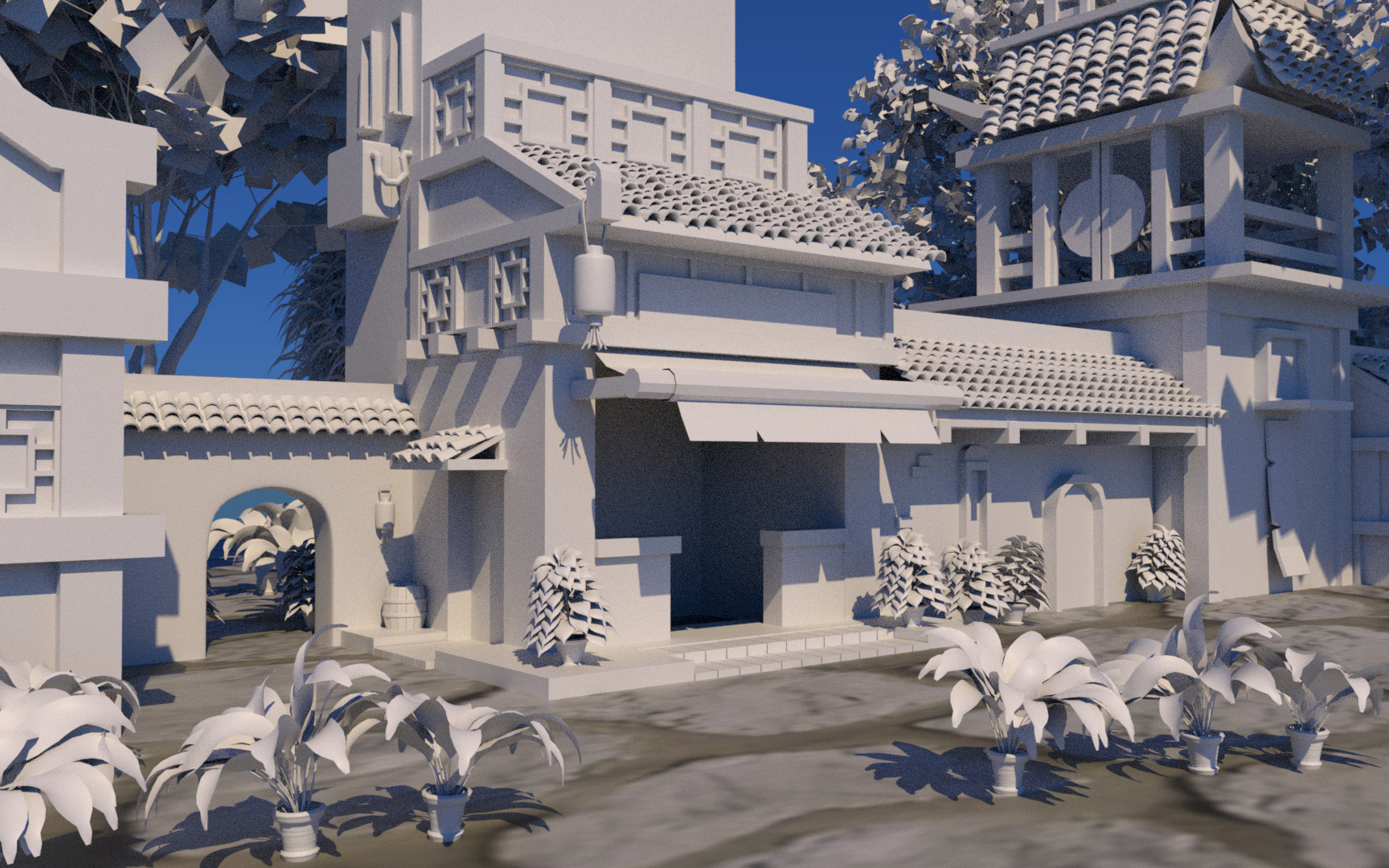 【Maya场景建模】大型中国风房屋建筑模型制作,从零开始,就是肝!
