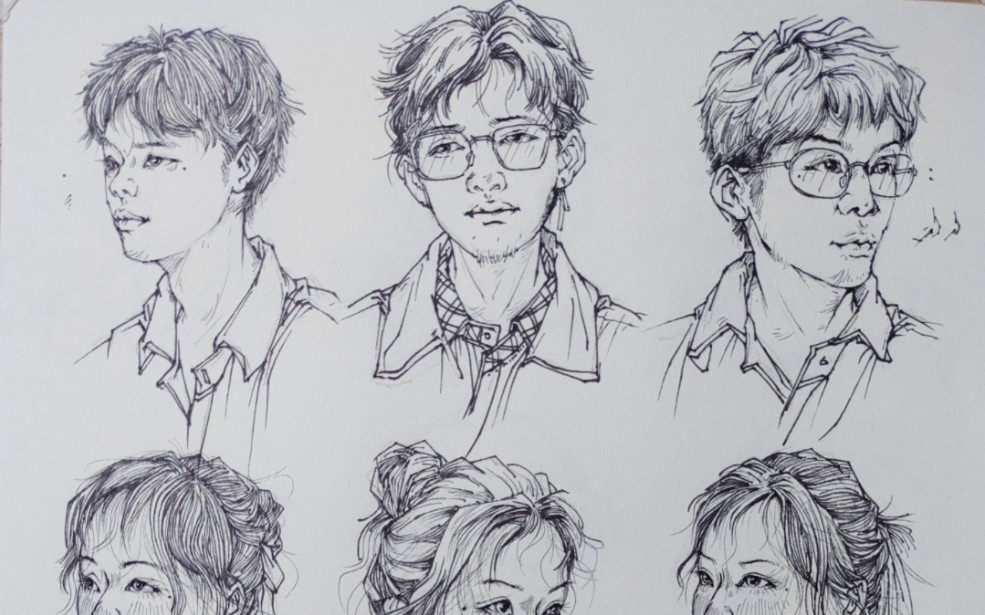 针管笔速写——男青年速写头(一)前几期完完整整的讲解了一下速写...