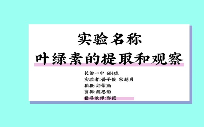 长治一中604生物实验 叶绿素的提取和观察 失败案例
