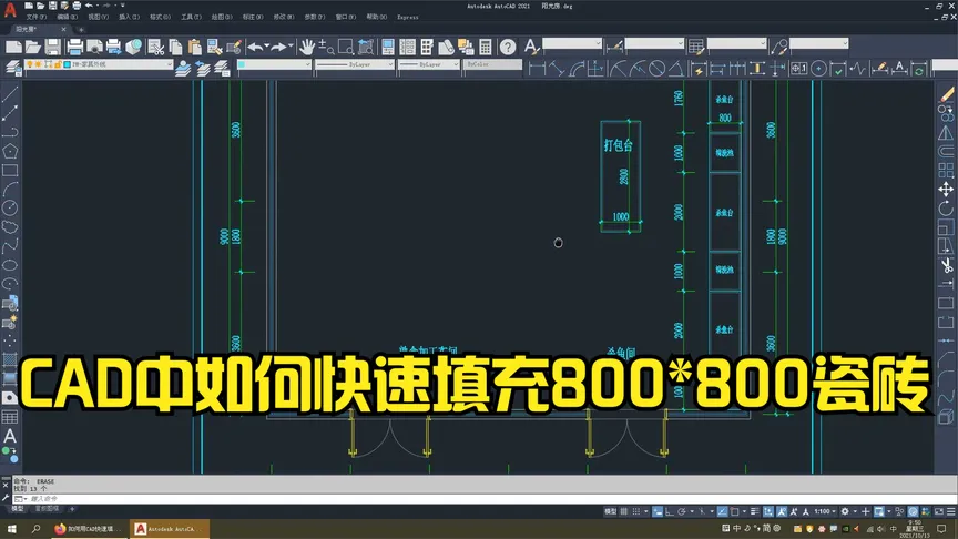 48、如何用CAD快速填充800X800的瓷砖,看完我的视频你就会了