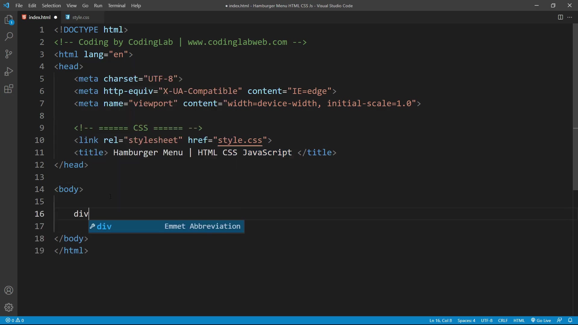 用HTML CSS & JavaScript几分钟完成简单的动画汉堡菜单