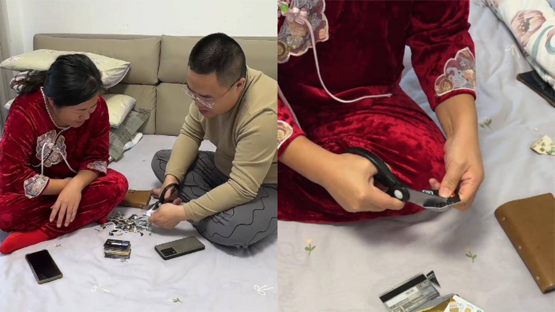 如释重负!夫妻清债后剪碎22张信用卡:因老人孩子患病而负债