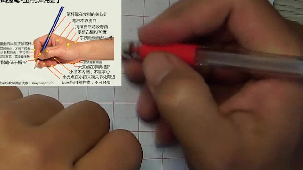 练字正常的握笔方法与坐姿 学习硬笔书法最基础坐姿