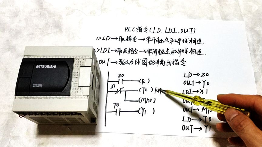 PLC入门:LD,LDI什么意思?老电工对着梯形图和指令表一一讲解!