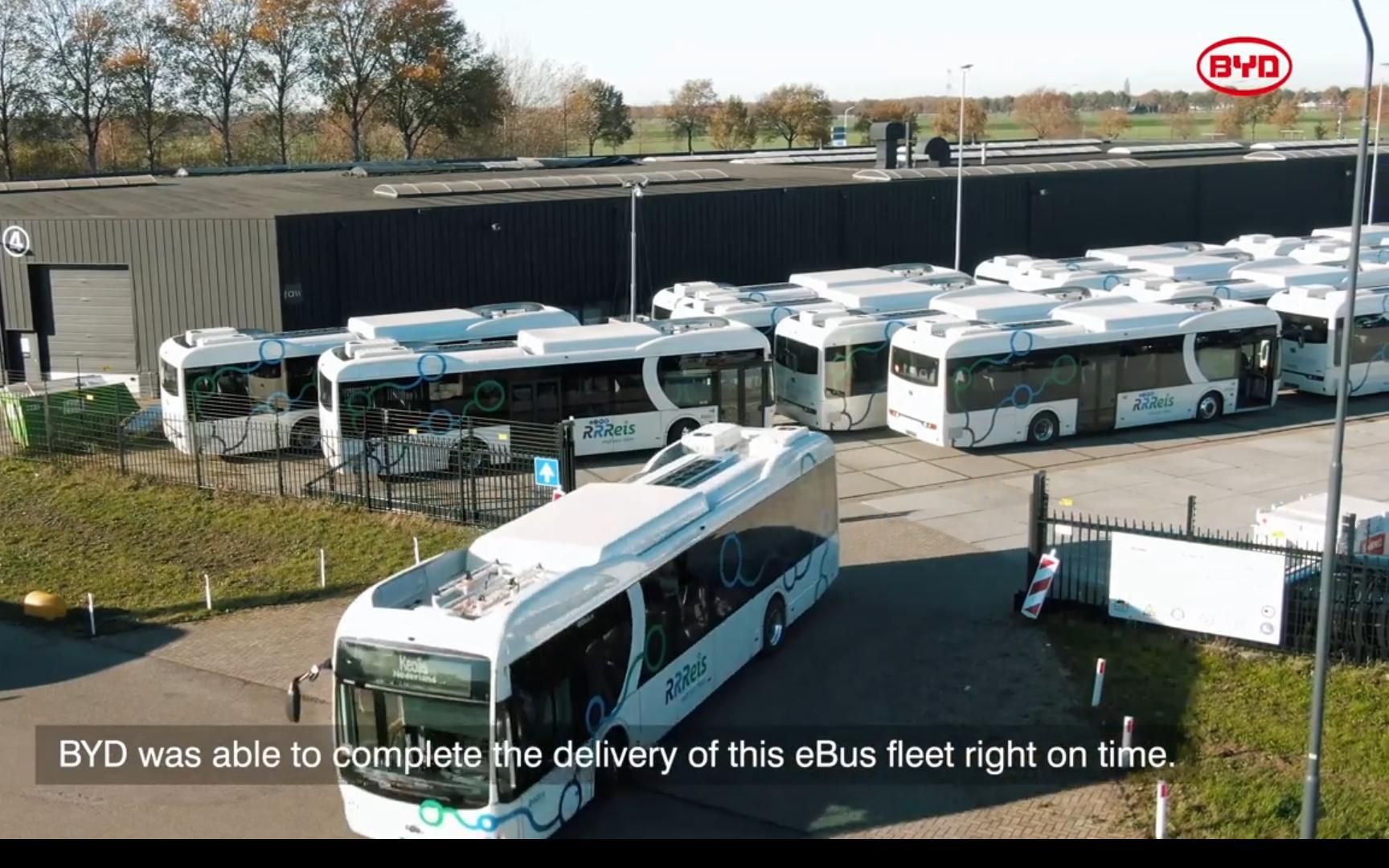 比亚迪交付欧洲最大规模电动公交车队,259辆