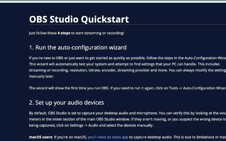 OBS Studio Quickstart