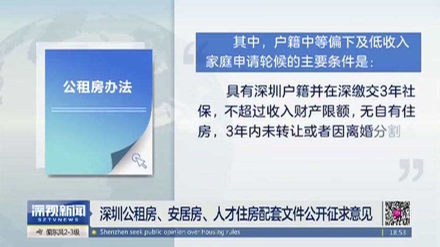 细化公租房安居房人才住房分配管理 深圳公开征求意见