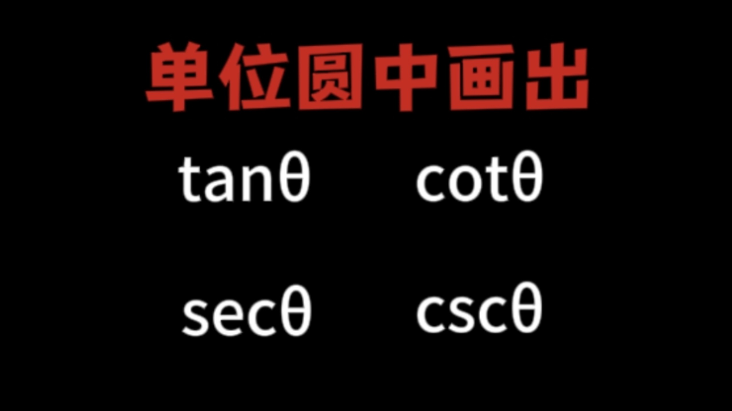 只会画sinθ和cosθ?这些三角函数怎么在单位圆中表示呢?