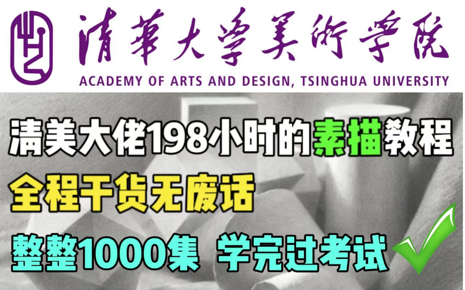 【素描入门1000集】清美大佬198小时讲完的素描教程,全程干货无废话...
