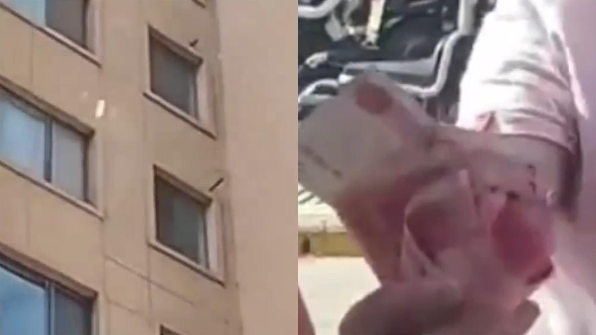 女子在小区高空撒钱,钞票在空中飘扬到各角落:看着有一两万元