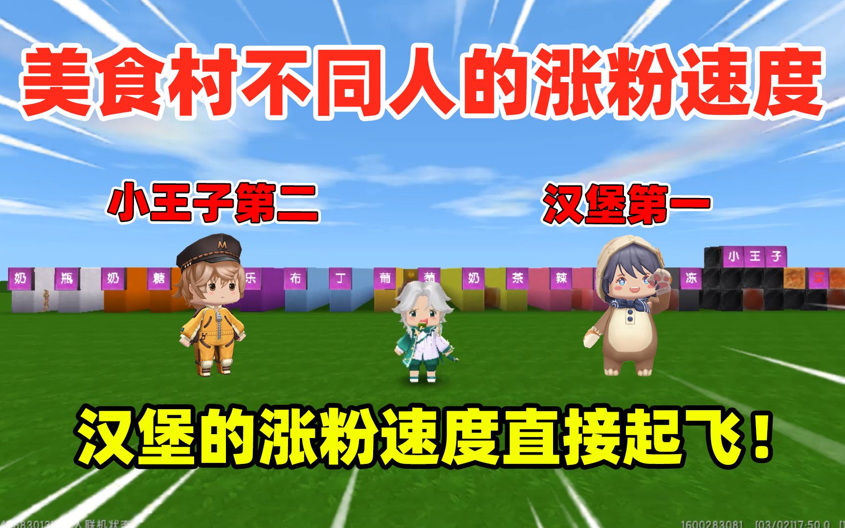 迷你世界:美食村不同人的涨粉速度!汉堡的涨粉速度直接起飞!_迷你...