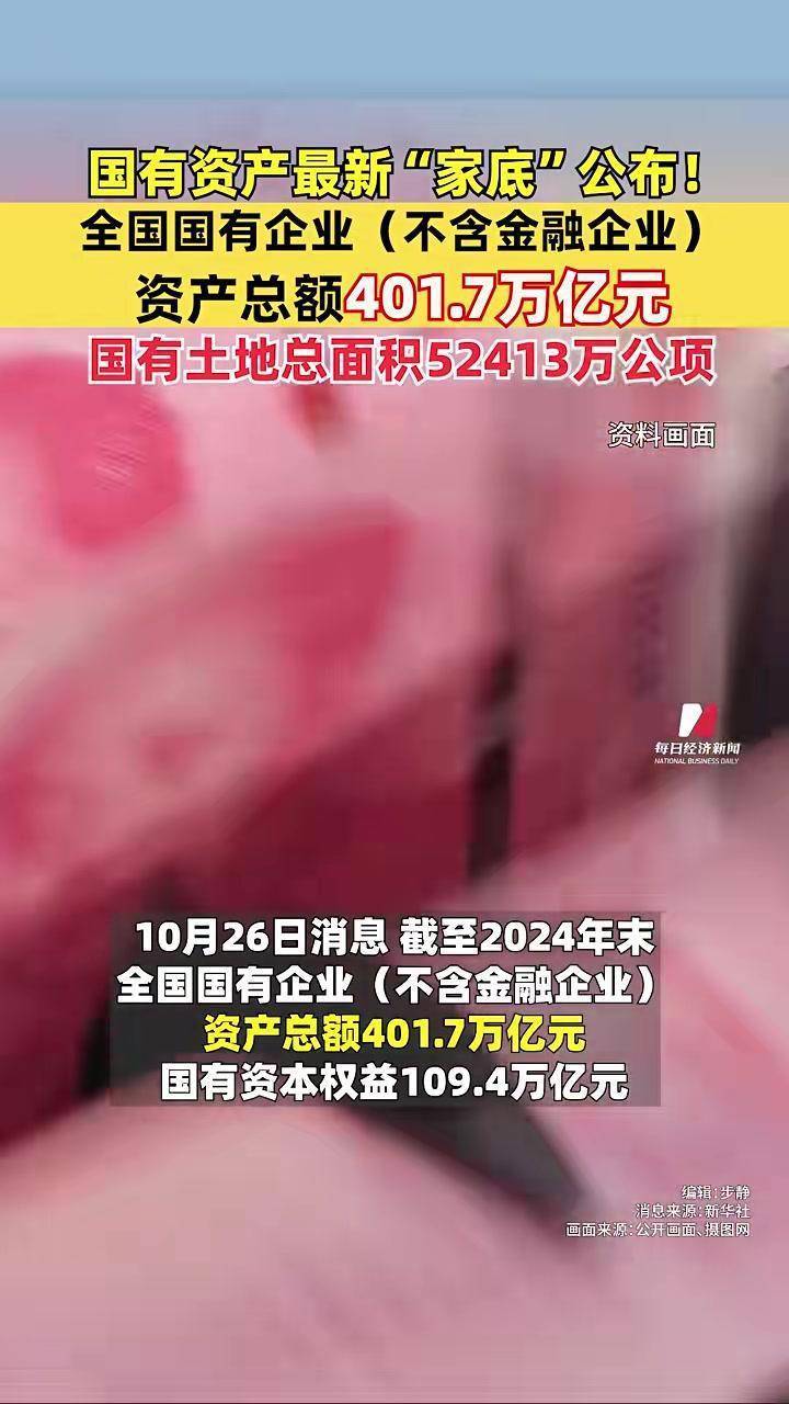 #国有资产最新"家底"公布!全国国有企业(不含金融企业)资产总额401.7...