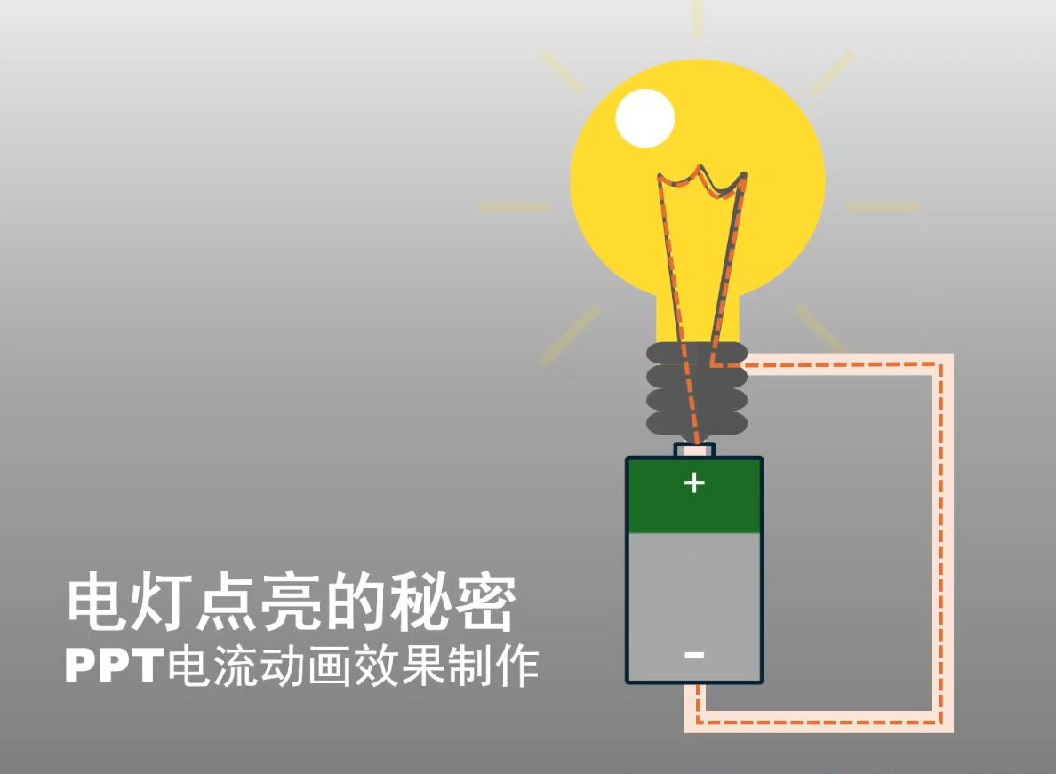 电灯点亮的秘密,PPT电流动画效果制作,可下载原文件