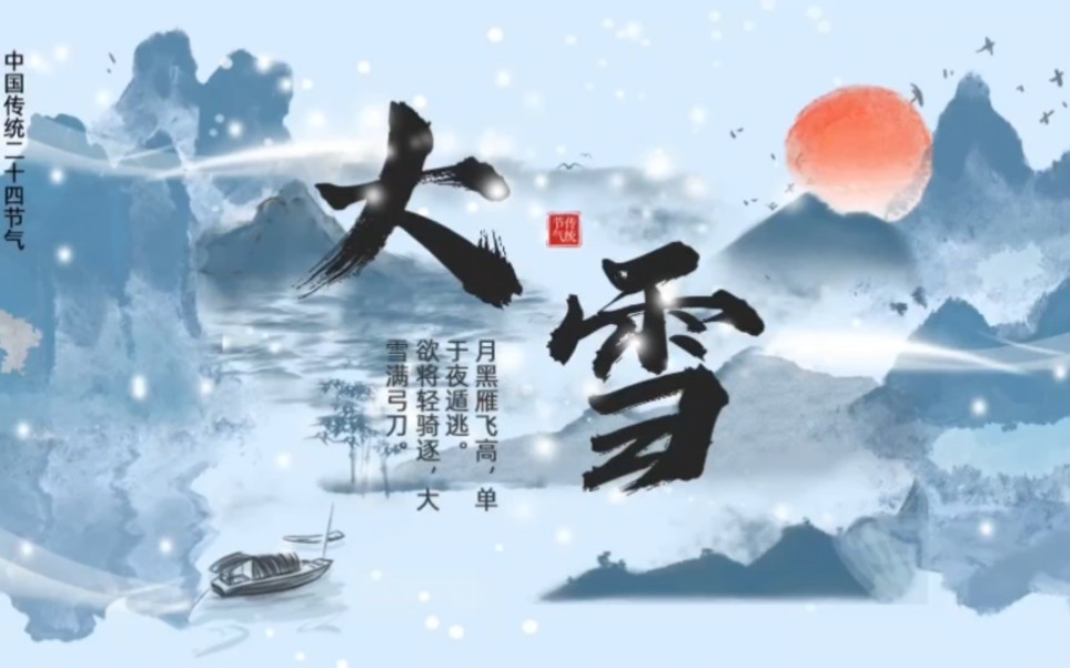 3786-中国风二十四节气之大雪节气介绍主题班会PPT模板