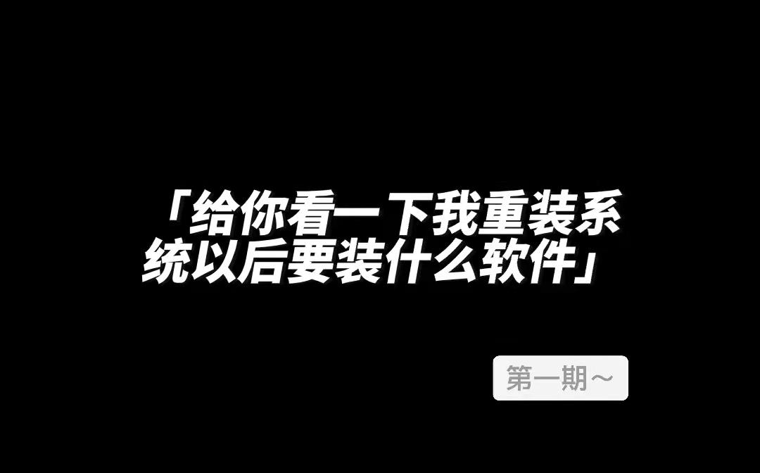 给你看一下我重装系统以后要装什么软件(第一期)装机必备软件
