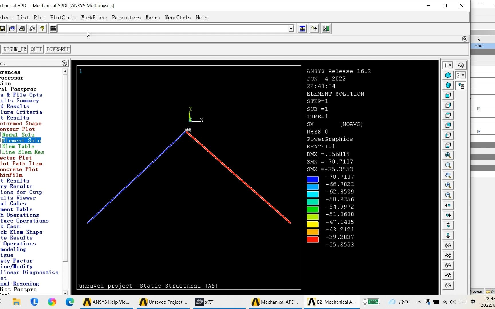 ANSYS Workbench二力杆link的建立及其支反力提取截面应力查看(...