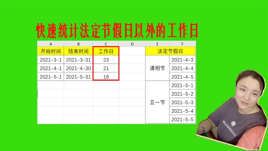 EXCEL快速统计除去法定节假日以外的工作日,用函数做简单方便!
