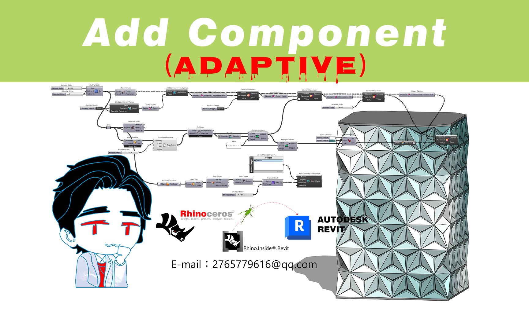 在Reivit中,如何运用Rhino.Inside®.Revit来创建自适应族?