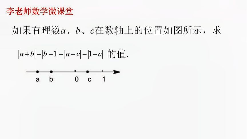 七上数学:对绝对值化简,利用数轴上点的位置判断正负,数形结合