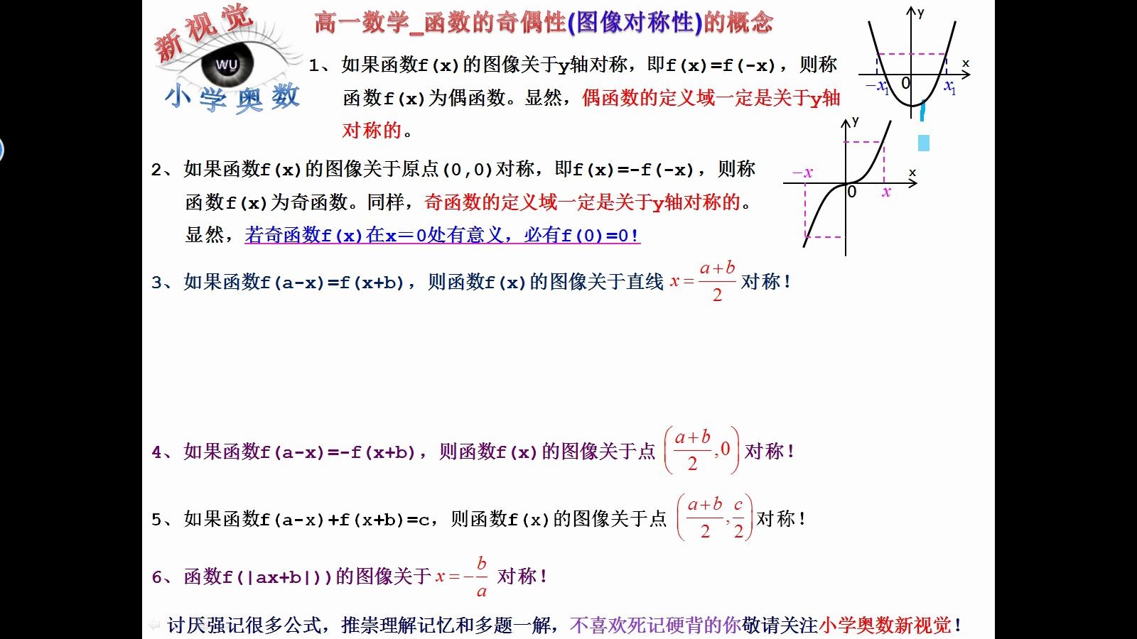 高一数学_函数的奇偶性(图像对称性)的概念
