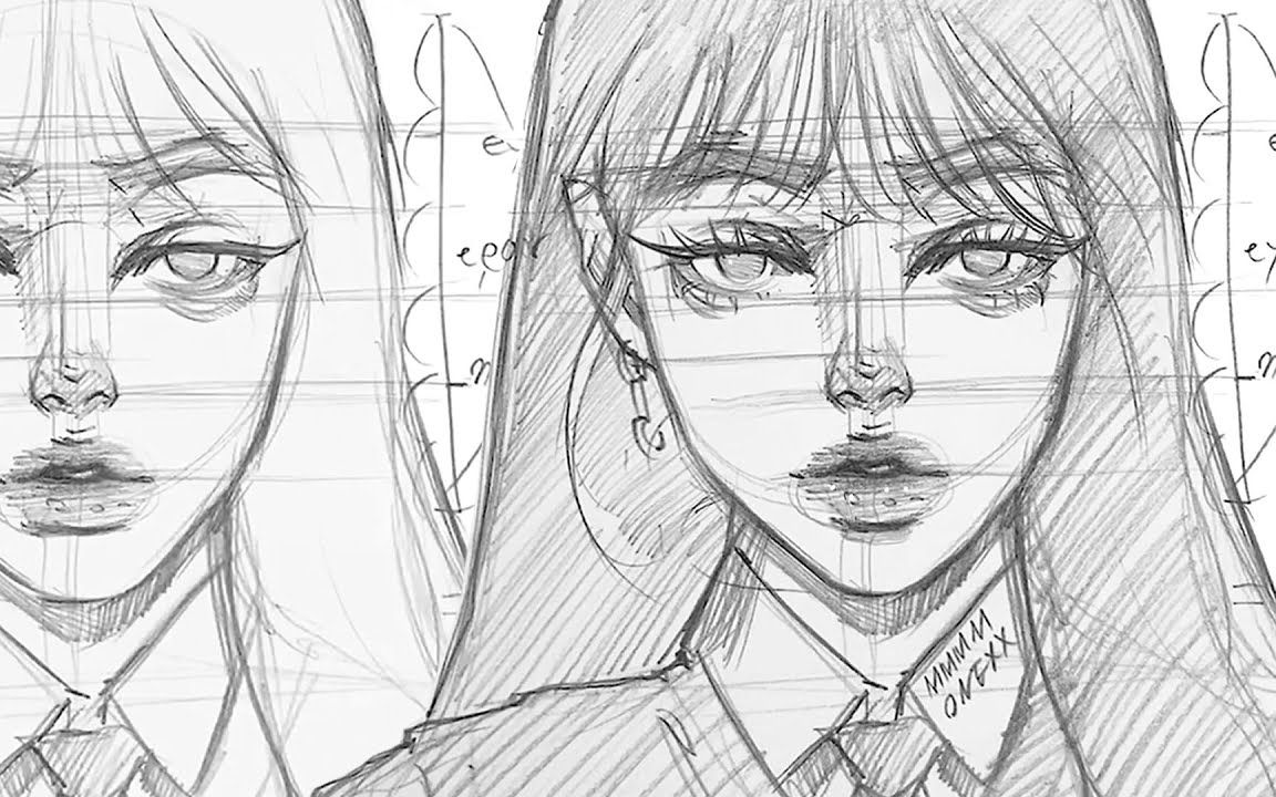 【沉浸式画画】教科书级别的黄金比例脸部画法