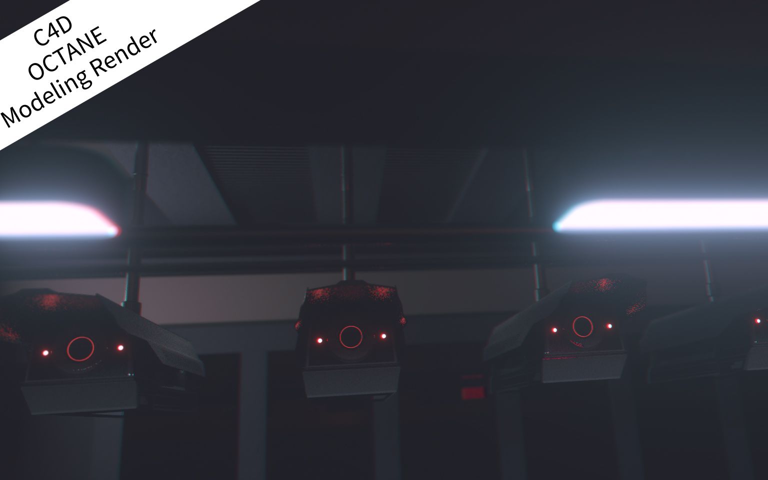 C4D+OCTANE 20倍加速建模渲染简单监控摄像机