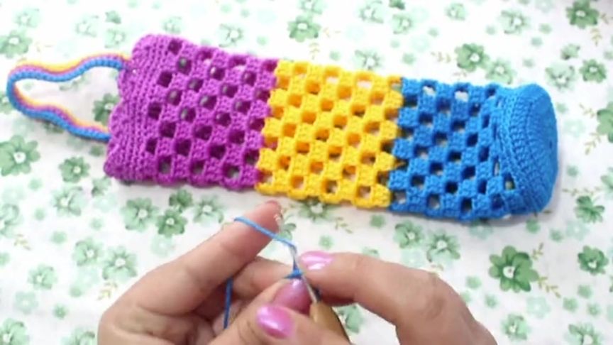 手工杯套杯底编织教程,长短针隐拔针组合,就能拥有超结实杯底