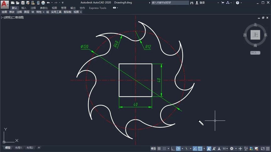 CAD入门练习 一道阵列题目 主要掌握绘图方法