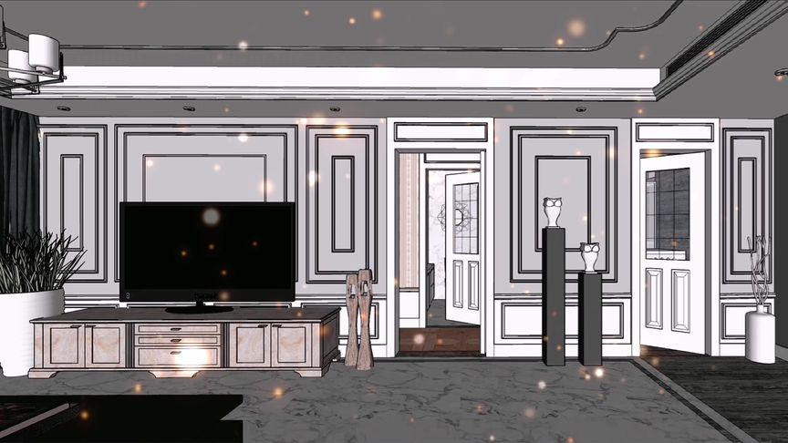 一套150平米三居室内su模型漫游#长安新城#装修设计