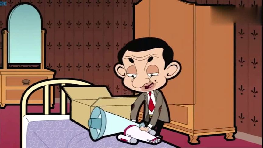 憨豆动画:憨豆正在准备表演的东西,动作超级搞笑