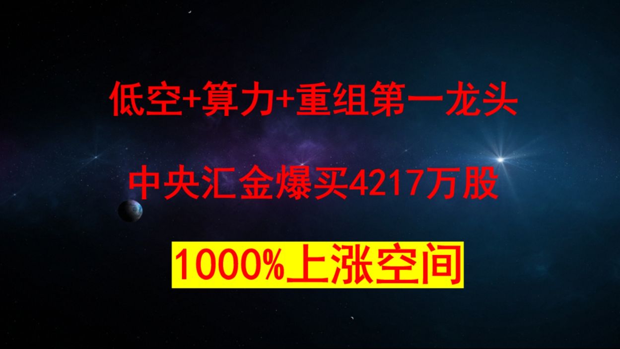 炸了!炸了!低空+算力+重组第一龙头,中央汇金爆买4217万股,1000%...