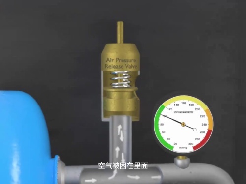 她把手臂伸进袖带里被血压计压机里